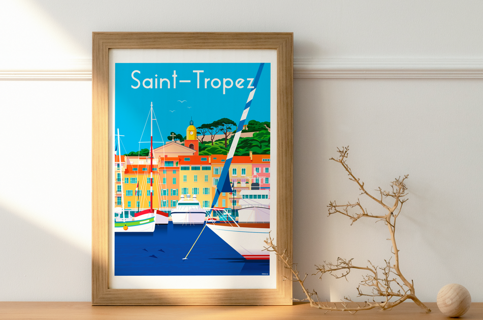 Affiche Saint-Tropez - Le port de Raphael Delerue – Maison Landolfi